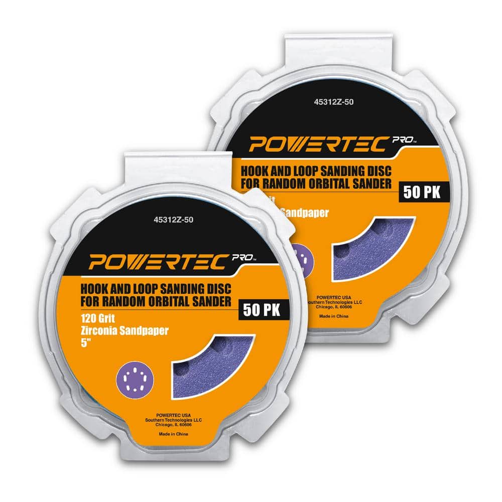 ‎POWERTEC 5 in. 120-Grit Zirconia Hook and Loop Orbital Sanding Disc ...