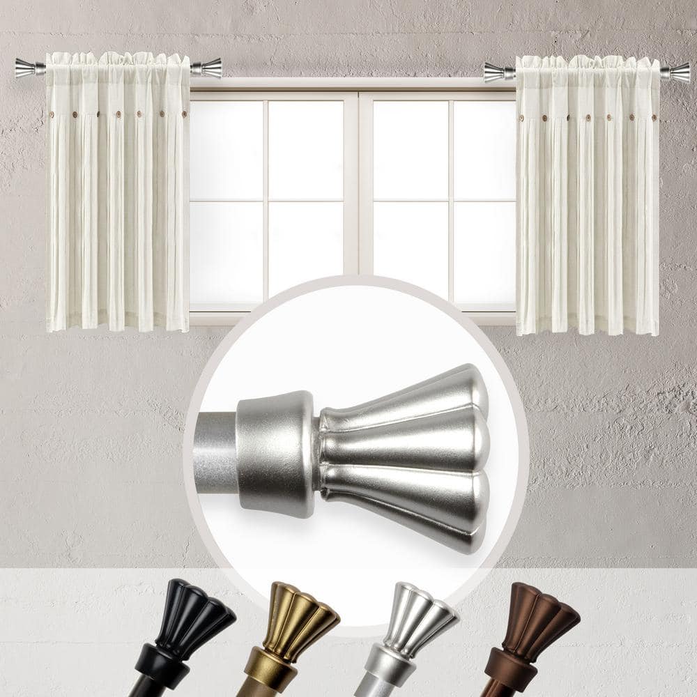 EMOH Lucas 5/8 inch Side Curtain Rod 12-20 inch long (Set of 2) - Satin ...