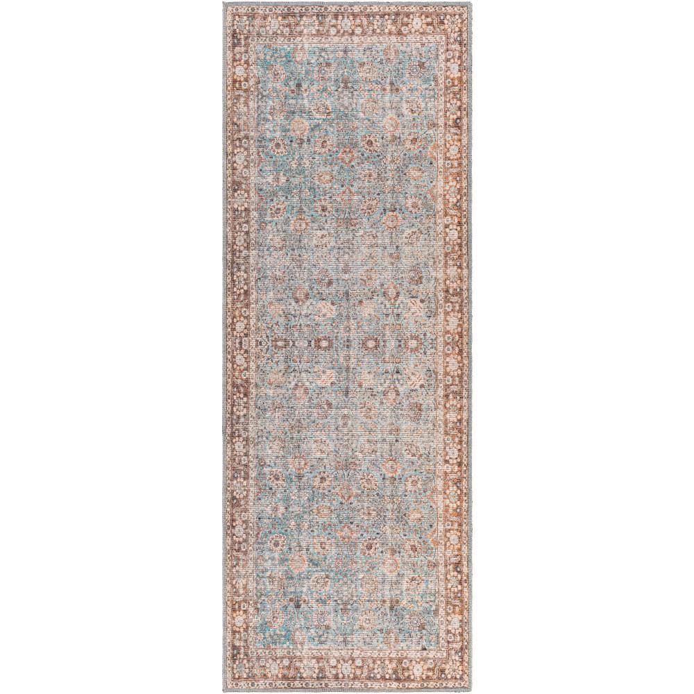 Livabliss Thompson Light Blue/Brown 3 ft. x 12 ft. Indoor Machine ...