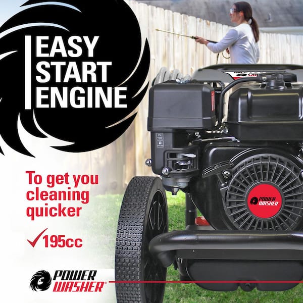 Powerwasher 3400 PSI 2.5 GPM Cold Water Gas Pressure Washer with 195cc ...