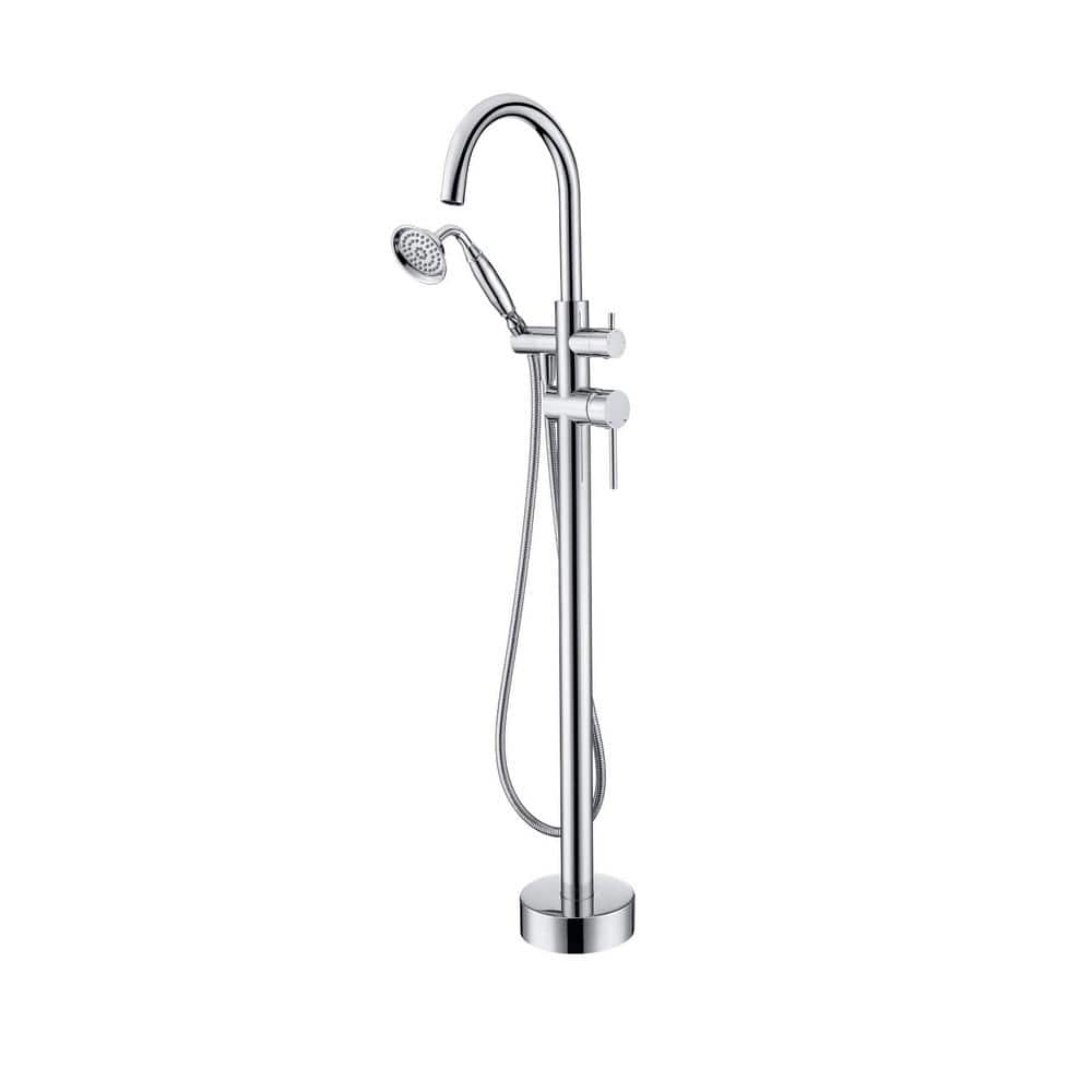 Fapully 2-Handle Claw Foot Tub Faucet with Hand Shower, Freestanding ...