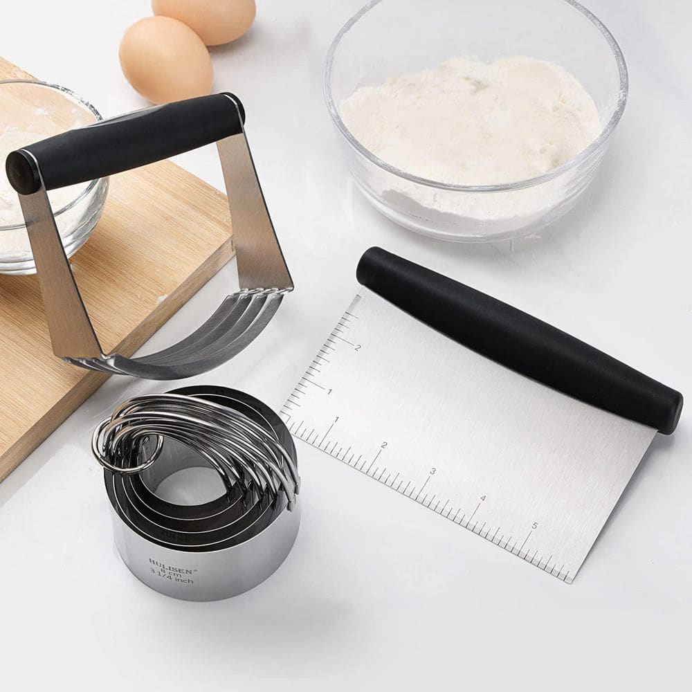 Wudkey 3-Piece Stainless Steel Baking Dough Tools Set with Ergonomic ...