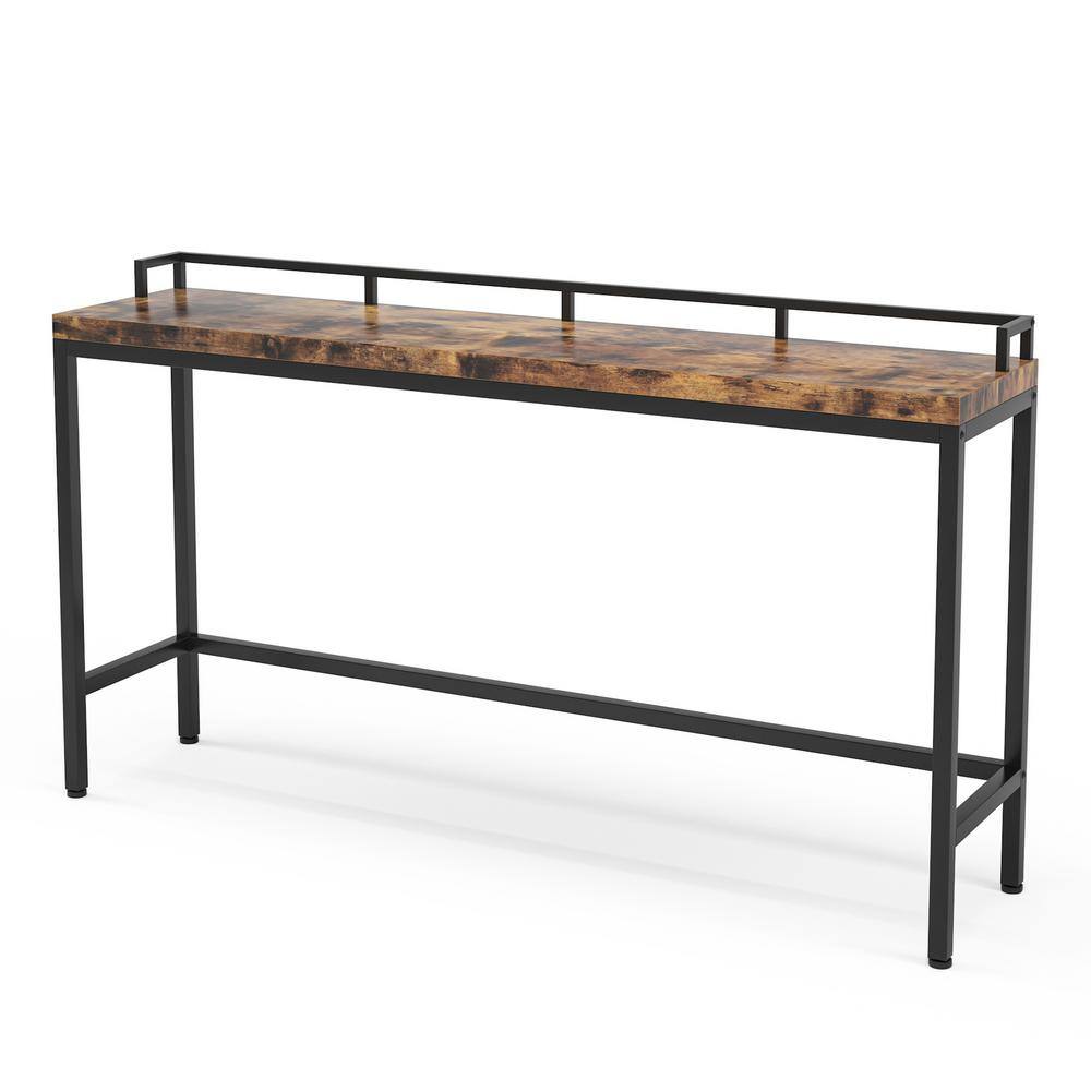 BYBLIGHT 70.9 in. Brown Rectangle Particle Board Extra Long Console ...