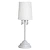 Simple Designs 16.62 in. White Table Lamp with Fabric Shade and Hanging ...