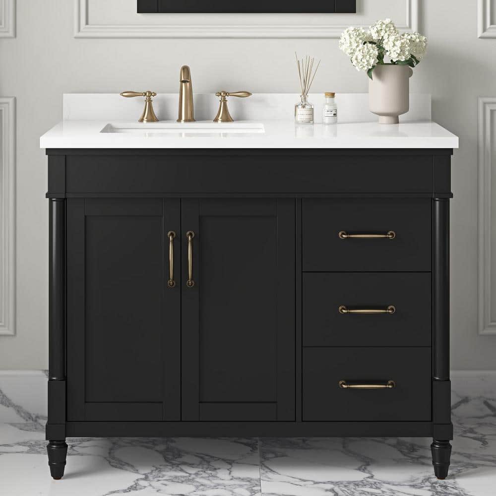OVE Decors Salisbury 42 in. Single Sink Impress Black Bath Vanity with ...