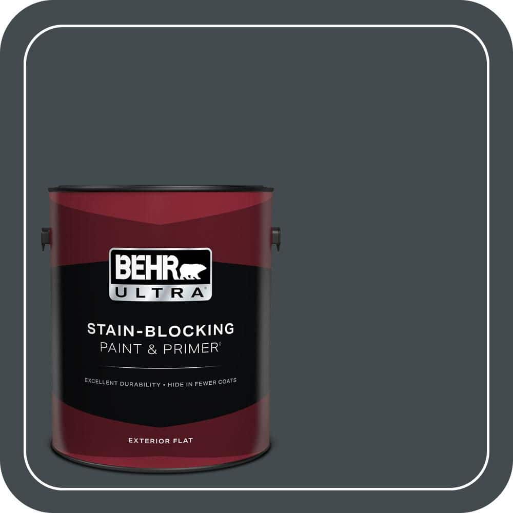 BEHR ULTRA 1 gal. #730F-7 Black Sable Flat Exterior Paint & Primer ...