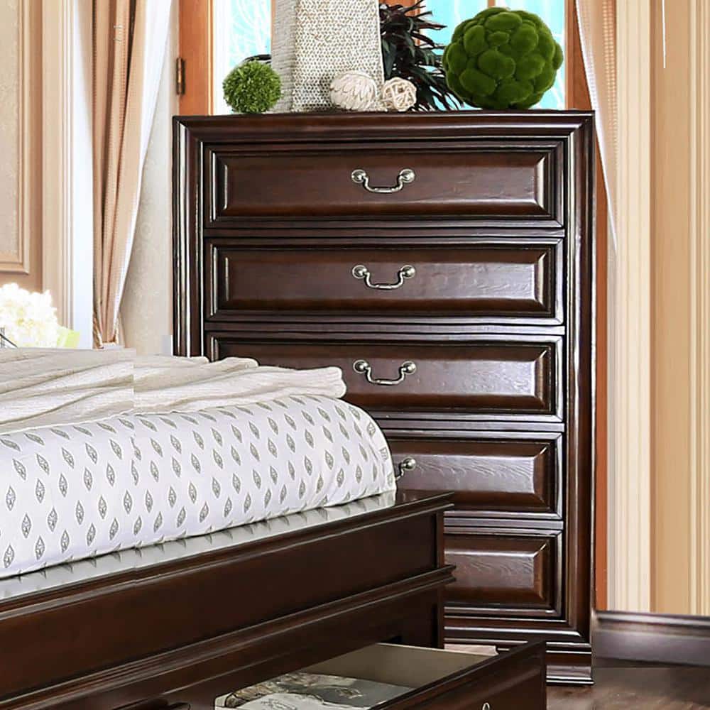 Furniture of America Liam Brown Cherry 5-Drawer 36 in. W. Chest of ...