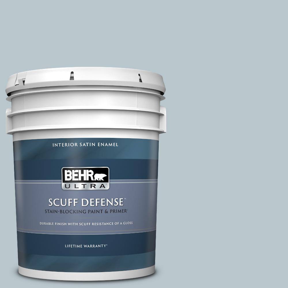 BEHR ULTRA 5 gal. #N480-2 Flowing Breeze Extra Durable Satin Enamel ...