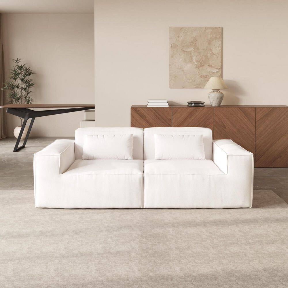 Reviews for Magic Home 87 in. Square Arm Cloud Fleece Fabric Sofa Deep ...