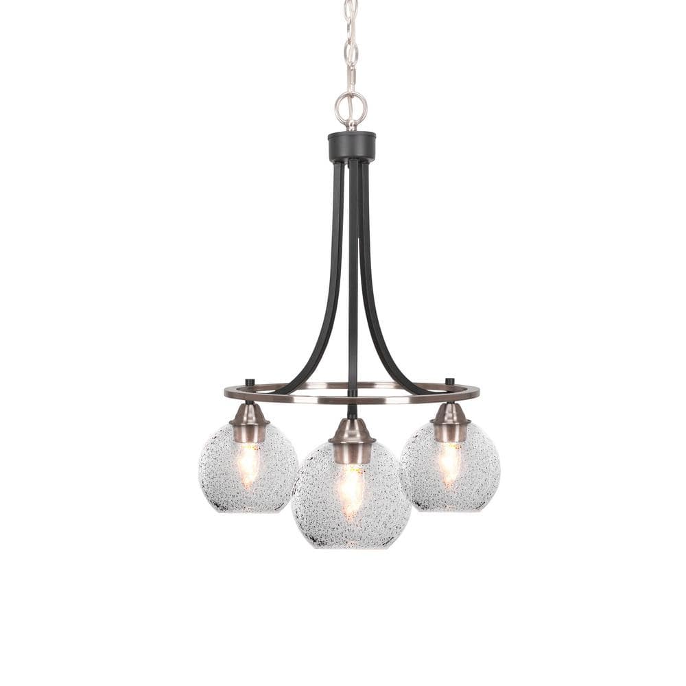 Madison 3-Light Matte Black and Brushed Nickel Round Chandelier with 5. ...