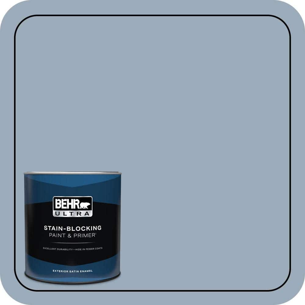 BEHR ULTRA 1 qt. #570F-4 Blue Willow Satin Enamel Exterior Paint ...