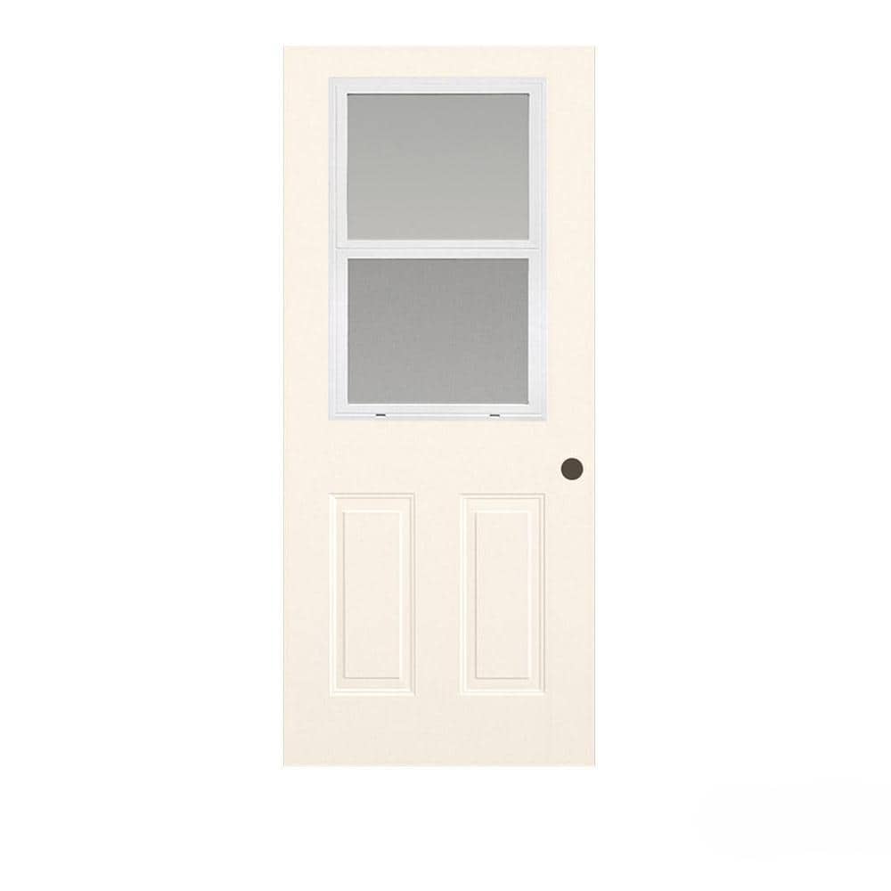 JELD-WEN 36 in. x 79 in. Venting 1/2 Lite Primed Steel Entry Door Slab ...