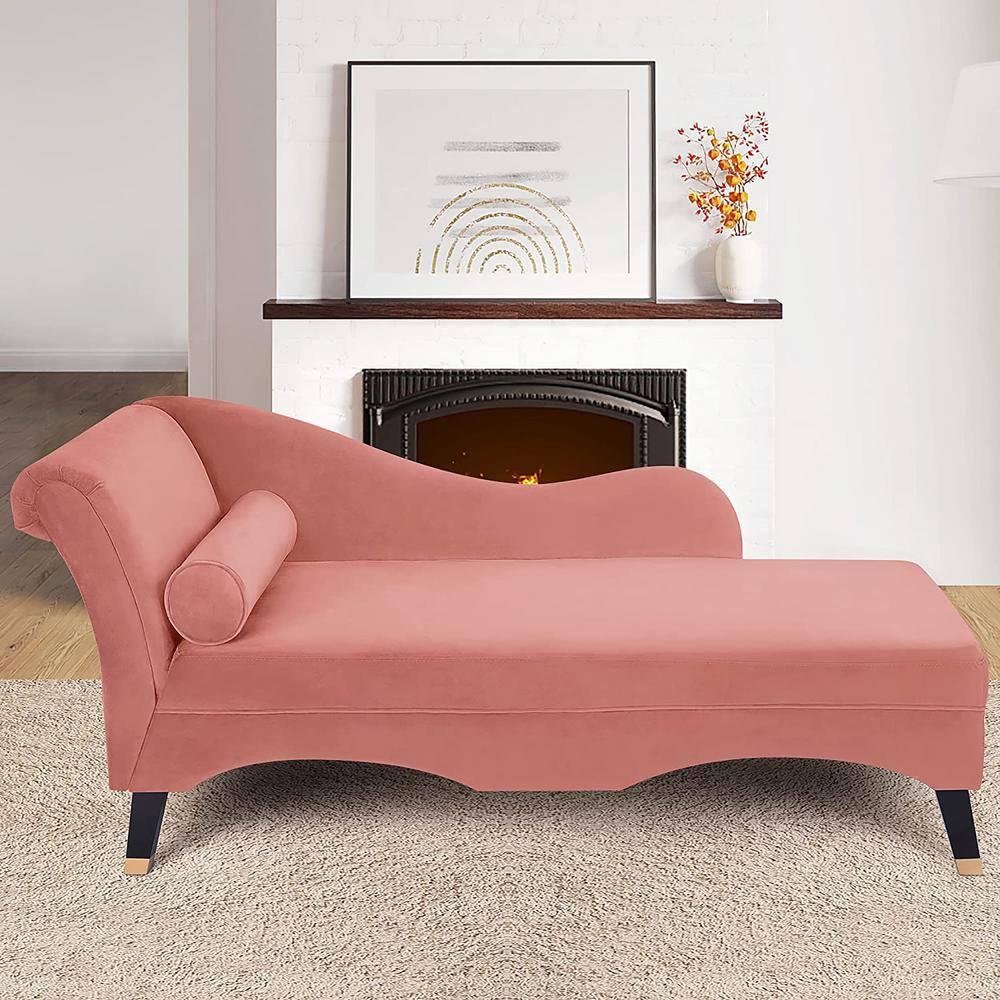 AndMakers Pink Velvet Upholstered Lounge IH-0UUEDO60 - The Home Depot