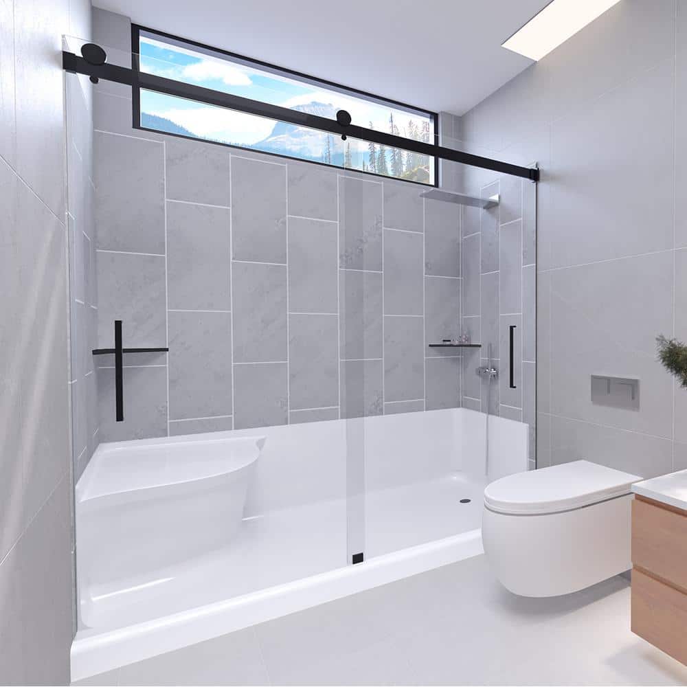 NuVo Slate Grey-Tetherow 60 in. W. x 32 in. x 83 in. Base/Wall/Door ...