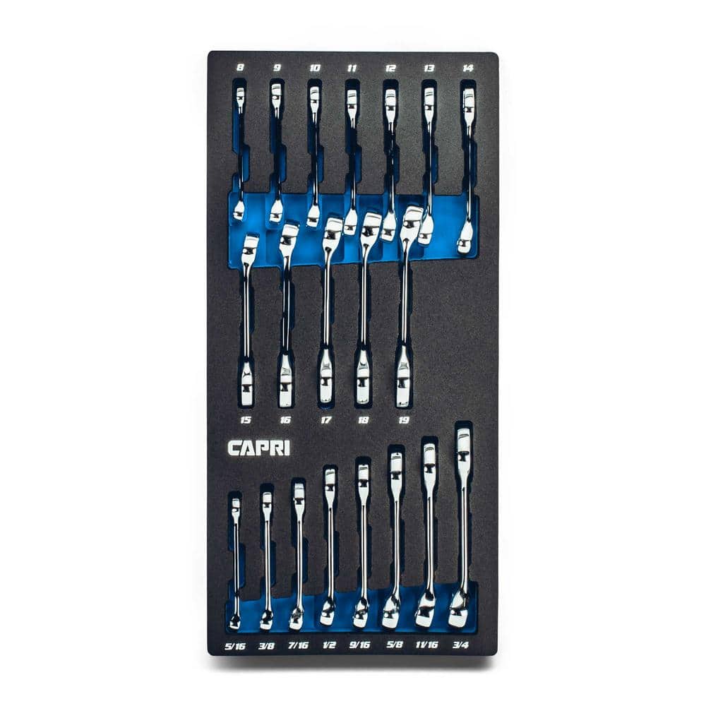 Capri Tools WaveDrive Pro Metric and SAE Stubby Combination Wrench Set ...