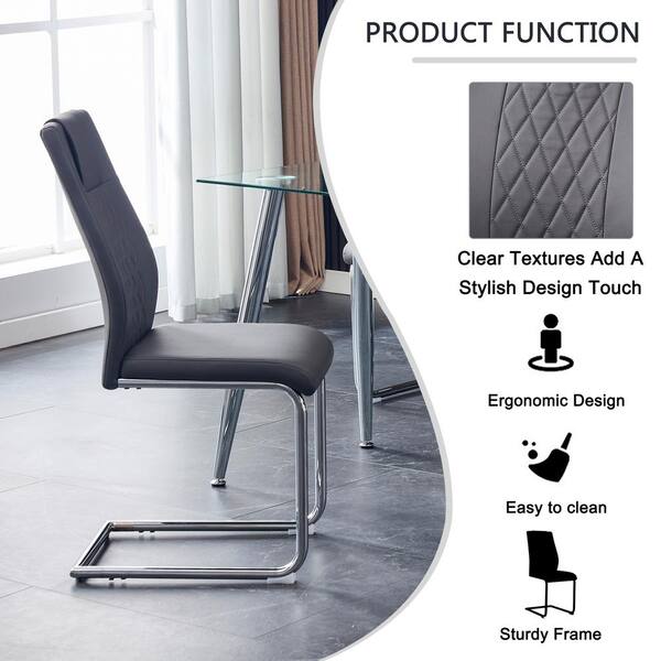 Grey leather cantilever dining chairs store