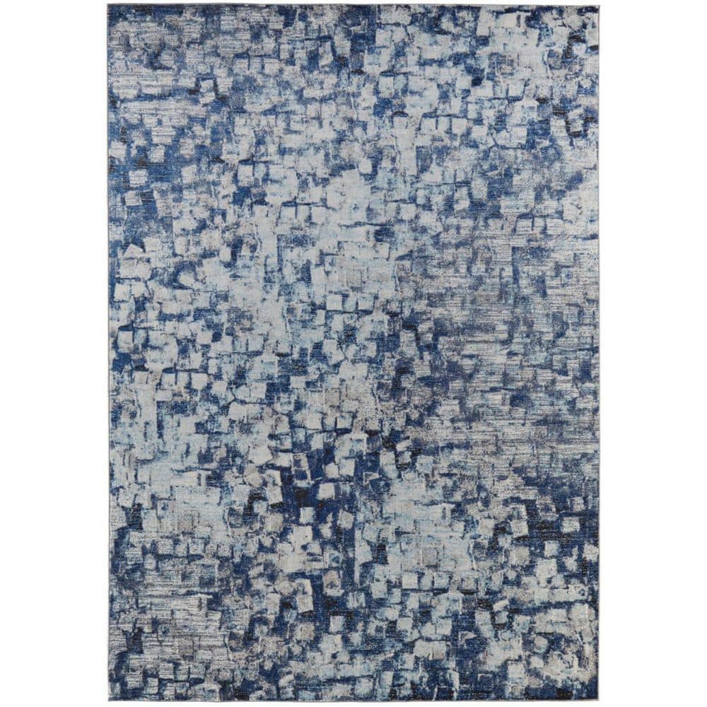 HomeRoots 2 ft. x 8 ft. Blue, Ivory Abstract Area Rug 2000513481 - The ...