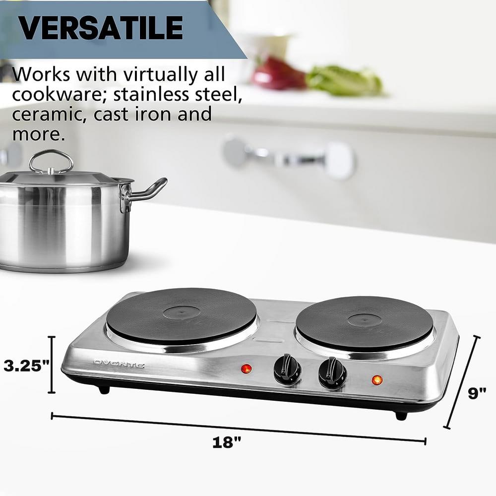 Double Burner 7.25 in. and 6.10 in. Silver Hot Plate Best Deals and ...