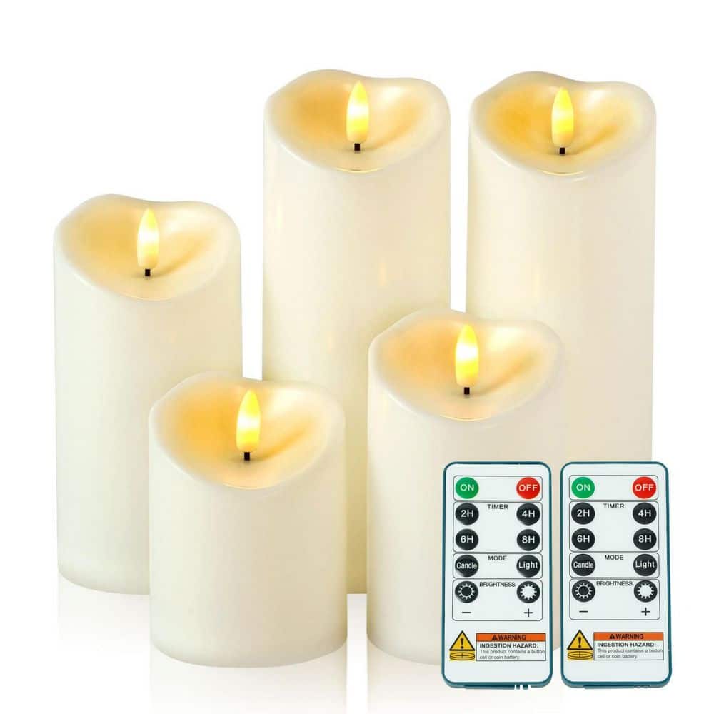 Ivory White Battery Powered Unscented Plastic Flameless Candles with ...