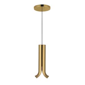 KUZCO Rise 6 in. 1 Light 13-Watt Brushed Gold/Clear Integrated LED Pendant Light PD30501-BG/CL ...