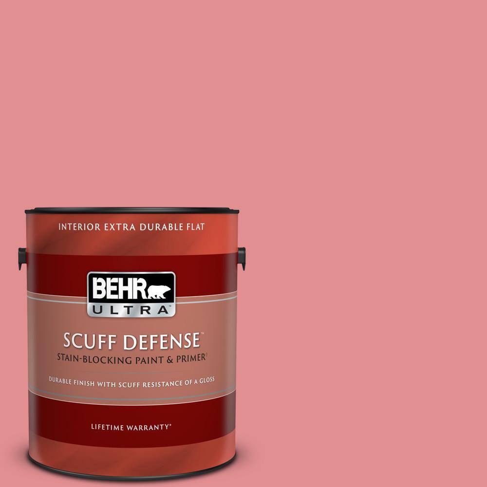 BEHR ULTRA 1 gal. #140D-4 Fresh Pink Extra Durable Flat Interior Paint ...