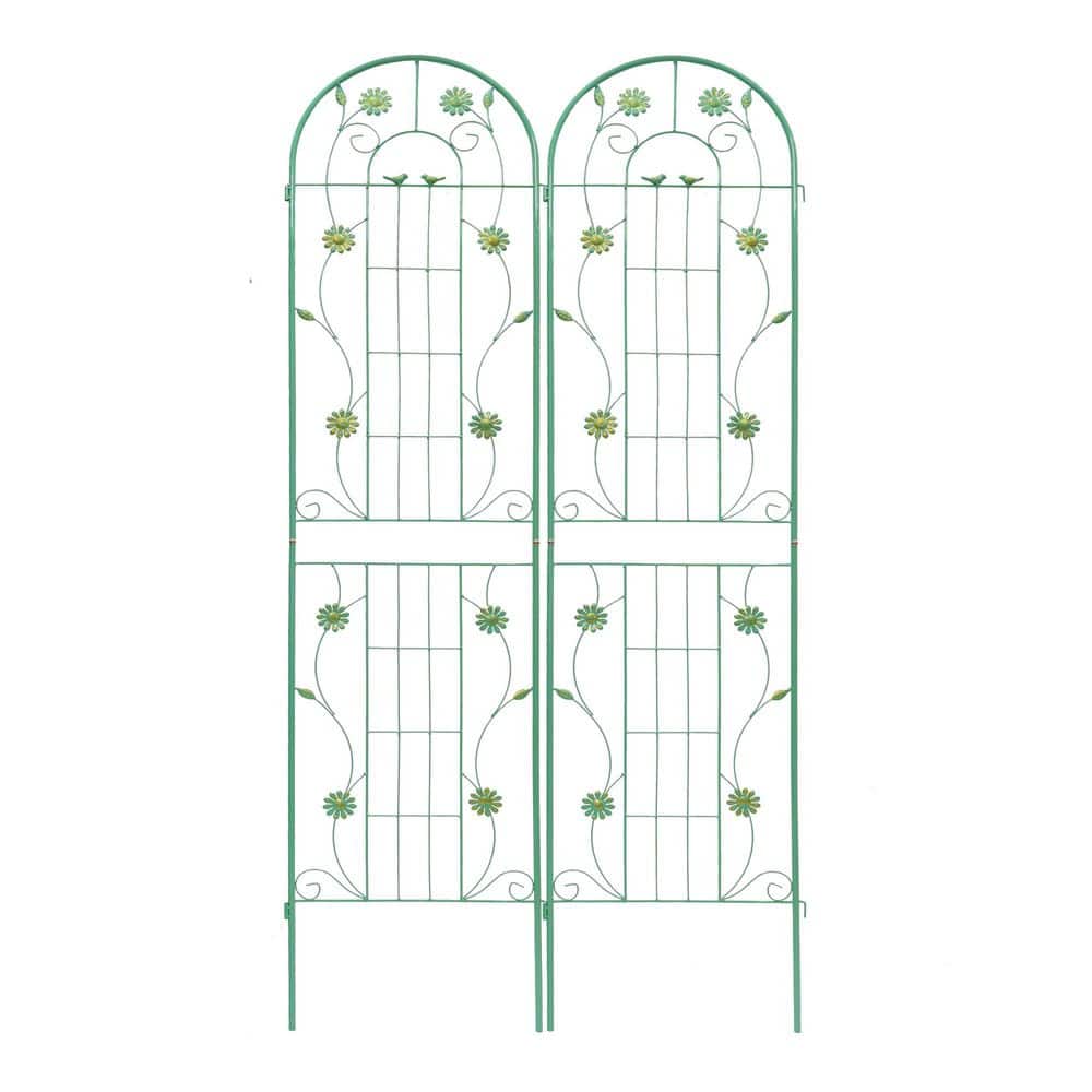 Green 87 in. Metal Garden Trellis, Rustproof Outdoor Trellis for ...
