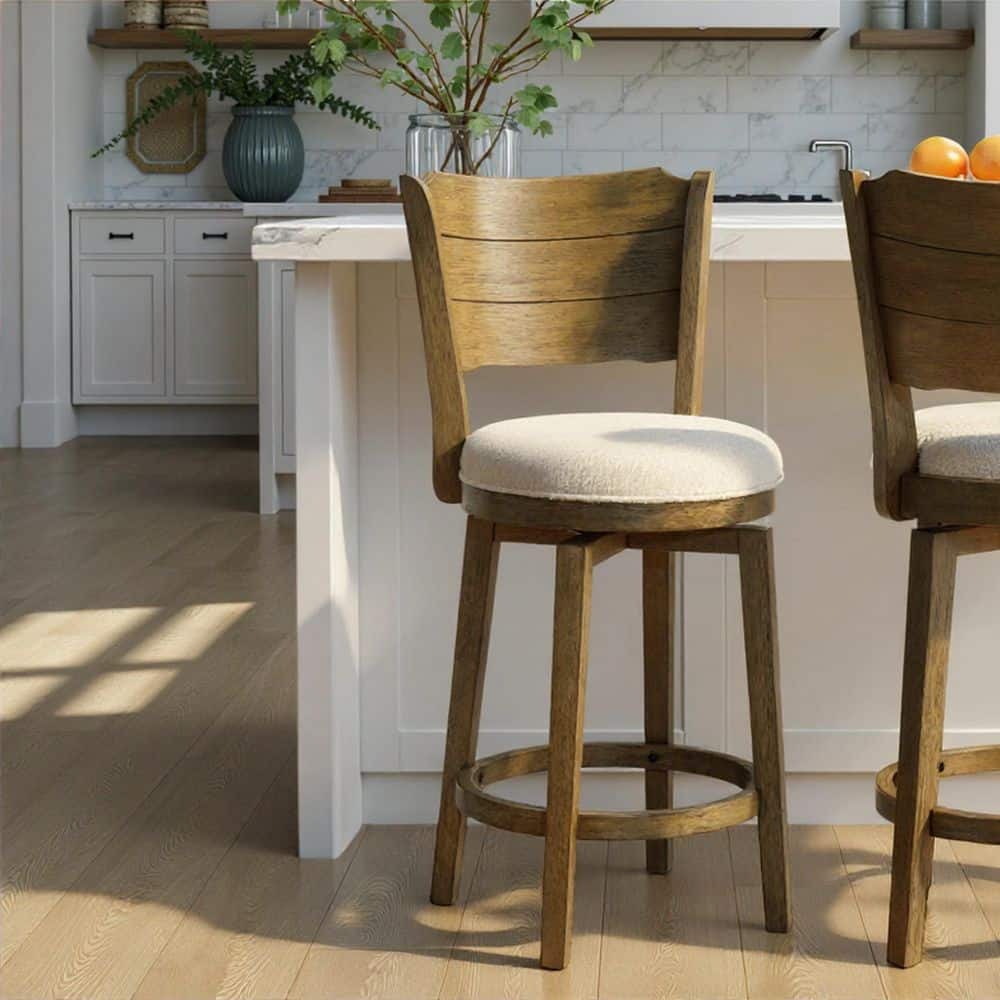 Armen Living Winsley 39.63 in. H Swivel White/Putty Brown High Back ...