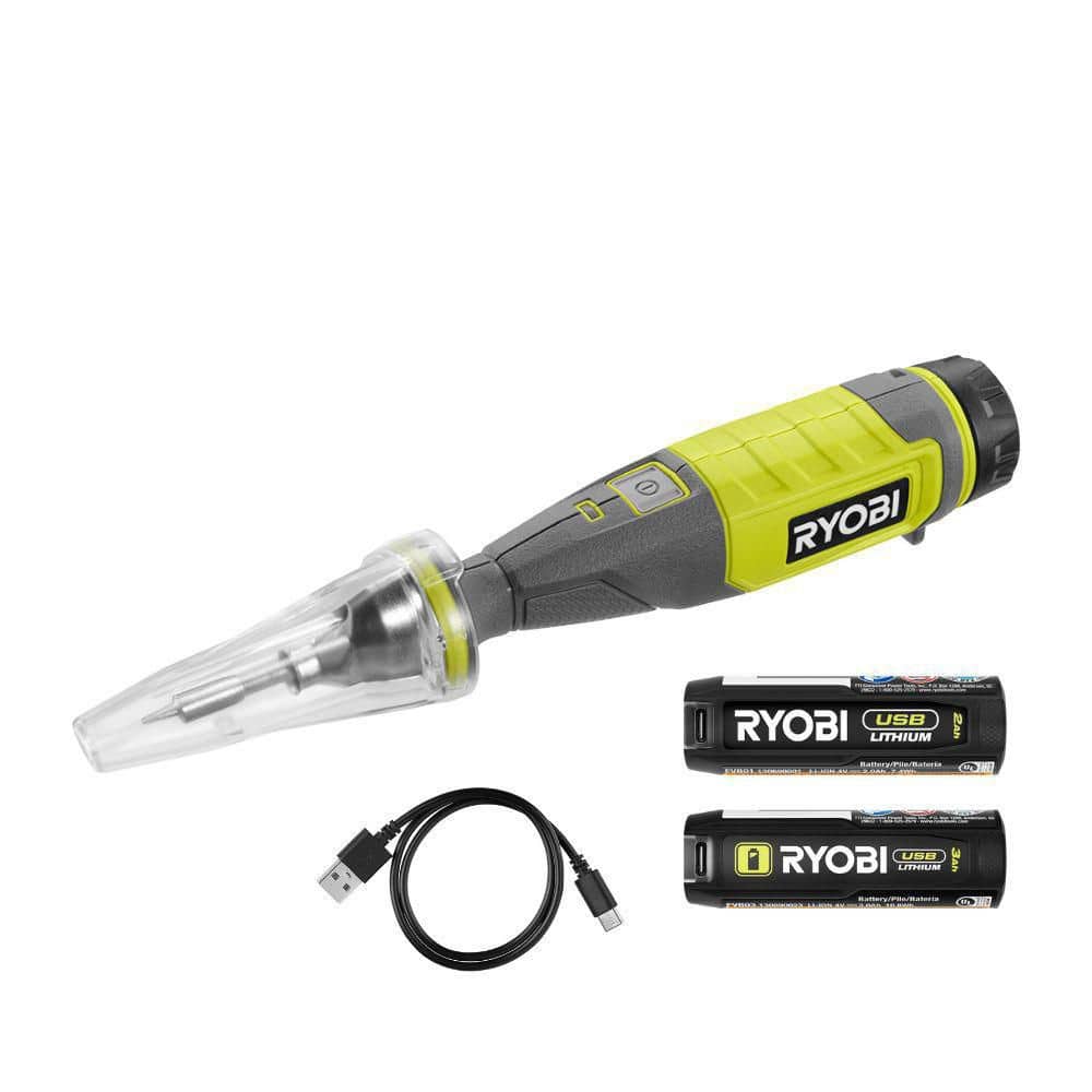 RYOBI USB Lithium Soldering Pen Kit with 2.0 Ah Battery, Charging Cable ...