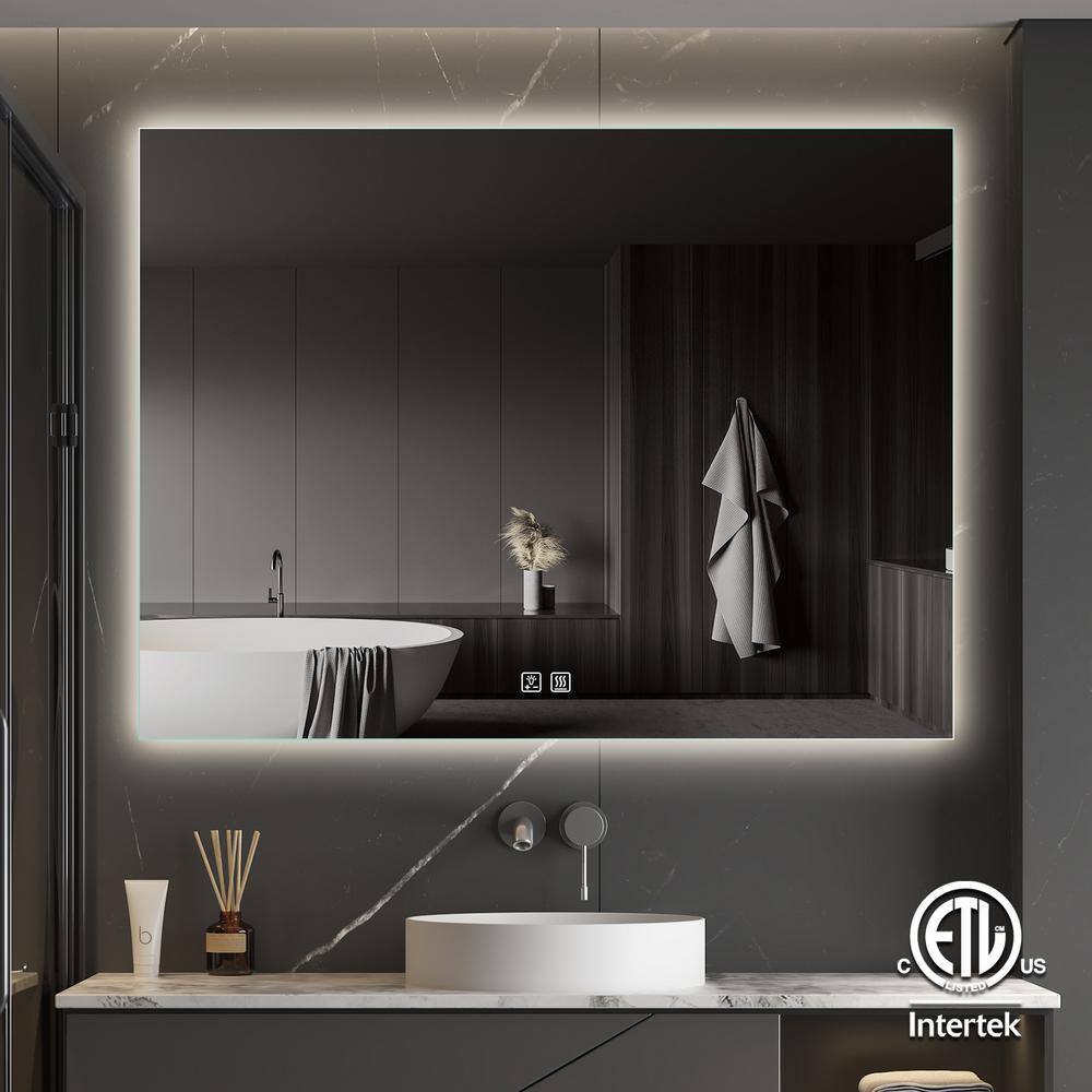HOMLUX 48 in. W x 36 in. H Rectangular Frameless LED Light with 3-Color ...
