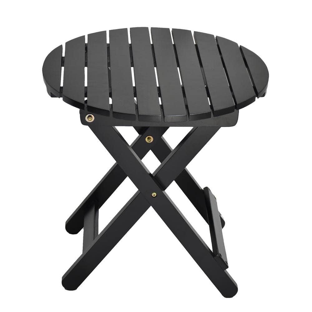 BplusZ 19 in. H Black Round Wood Outdoor Adirondack Portable Folding ...
