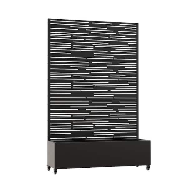 SpassWay 6 ft. H x 4 ft. W Metal Planter Box with Trellis Black AHD ...