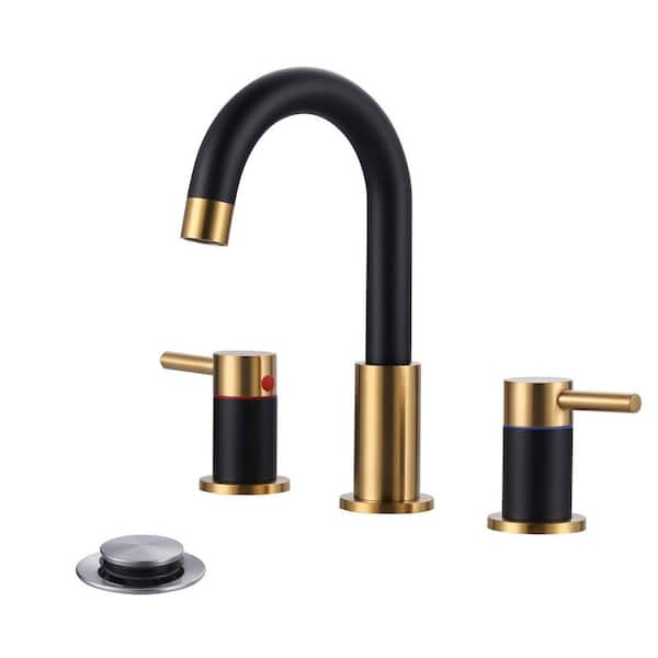 ALEASHA Curva 8 in. Widespread Double Handle Bathroom Faucet with Drain ...