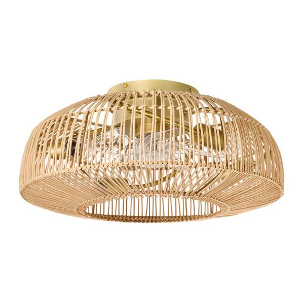 Maxax Heritage 19.6 in. 4-Light Indoor Natural Rattan Cage Enclosed ...