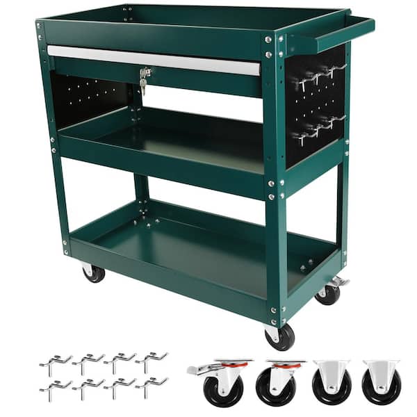 Torin 18.9 in. W 3-Layers Utility Cart: Rolling Tool Cart with Lockable ...