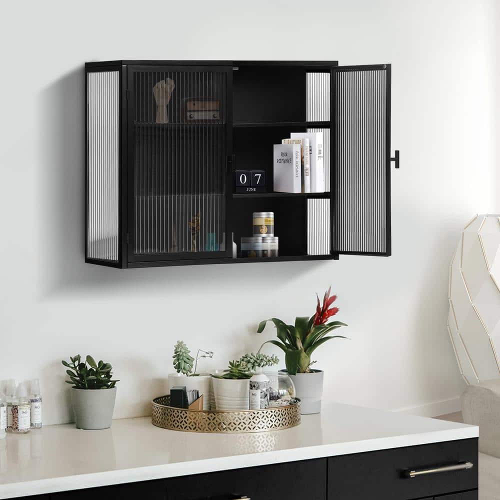 WELLFOR Modern 28 in. W x 9 in. D x 24 in. H Bathroom Storage Wall ...