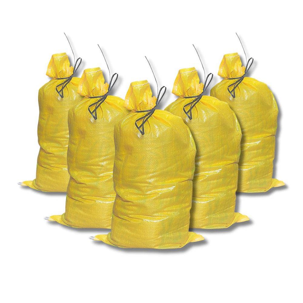 DURASACK 14 in. x 26 in. Yellow Woven Sand Bags with Tie String (100 ...