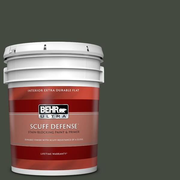 BEHR ULTRA 5 gal. #BXC-12 Deep Forest Extra Durable Flat Interior Paint ...