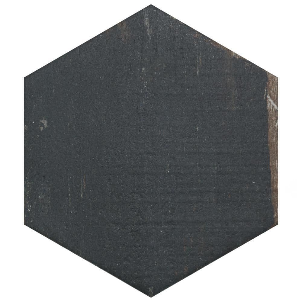 Merola Tile Retro Mini Hex Nero 7 in. x 8 in. Porcelain Floor and Wall ...