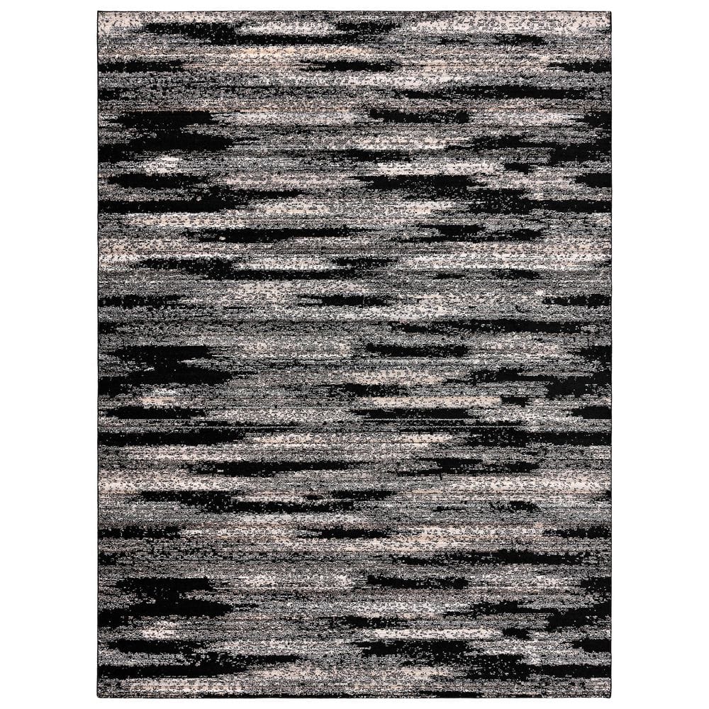 Garland Rug Jasper Black/Earth Tone 9 ft. x 12 ft.Abstract Area Rug ...