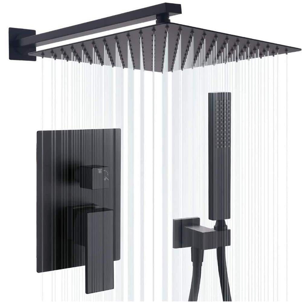 GIVING TREE 1-Handle 2-Spray Square Wall Mount Shower Faucet with 12 in ...