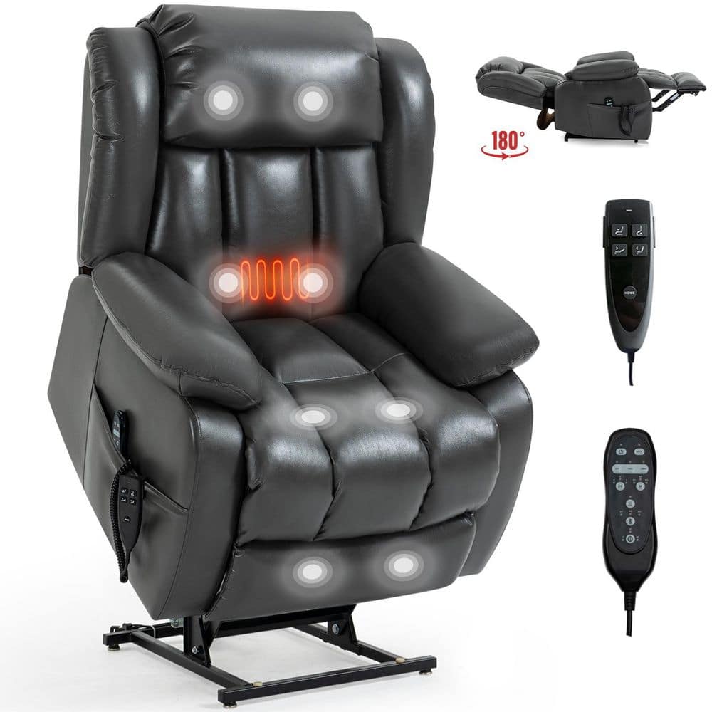 Reviews for ANGELES HOME Gray Faux Leather Power Lift Recliner Chair with Vibration Massage ...