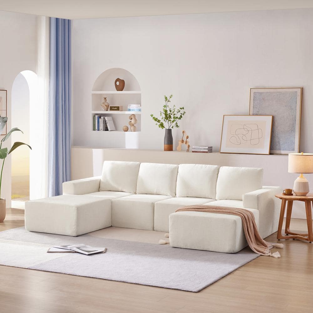 Reviews for Harper & Bright Designs 110 in. Square Arm 6-seat Chenille ...