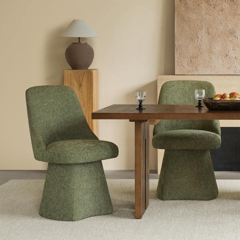 Spruce & Spring Vesperis Moss Green Fabric Upholstered Swivel Dining ...