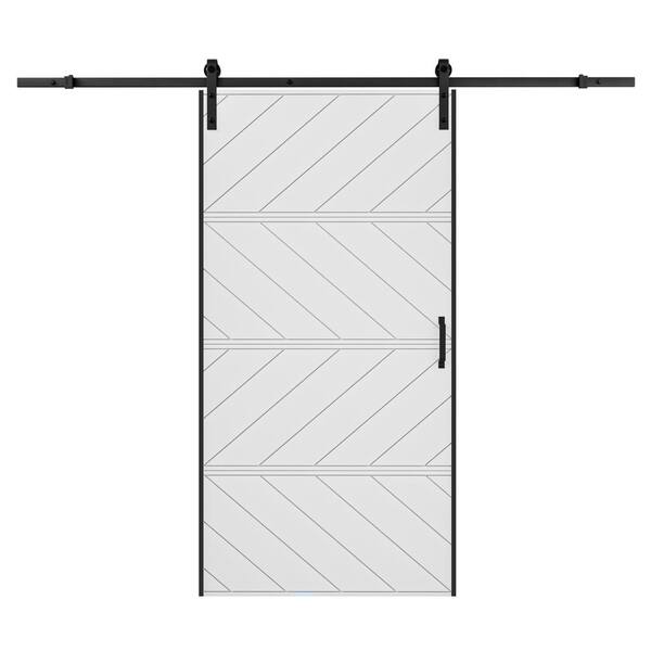EH PUERTA 42 in. x 84 in. Paneled 4-Segments Wave Design White MDF ...