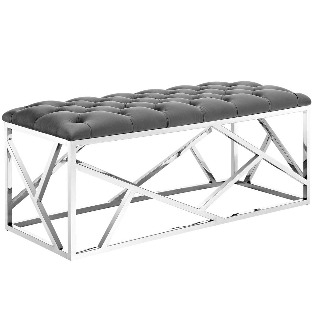 MODWAY Silver Gray Intersperse Bench EEI-2867-SLV-GRY - The Home Depot