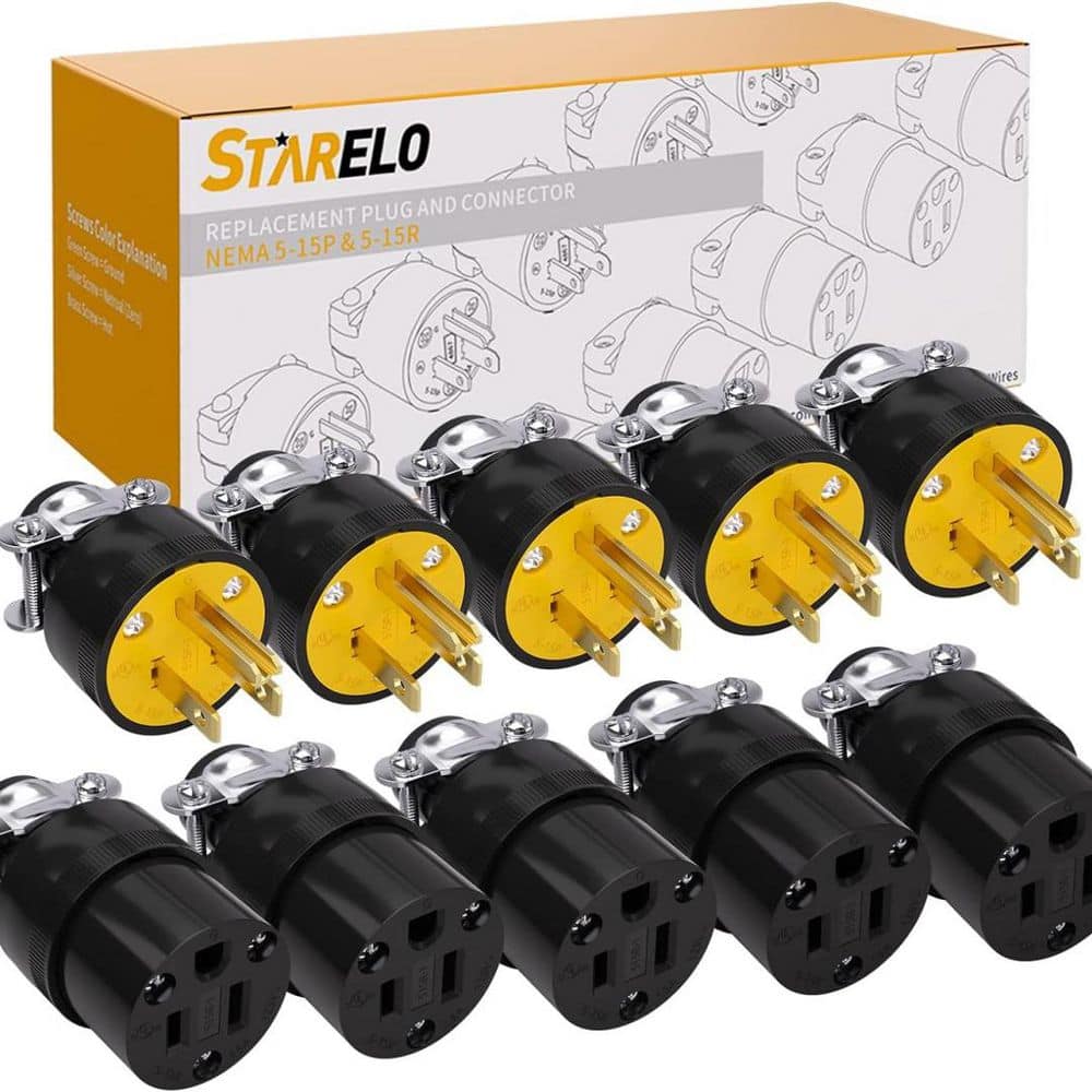 Lukyamzn 15 Amp 125-Volt 2 Pole 3 Wire Grounding Plug Connector Set ...