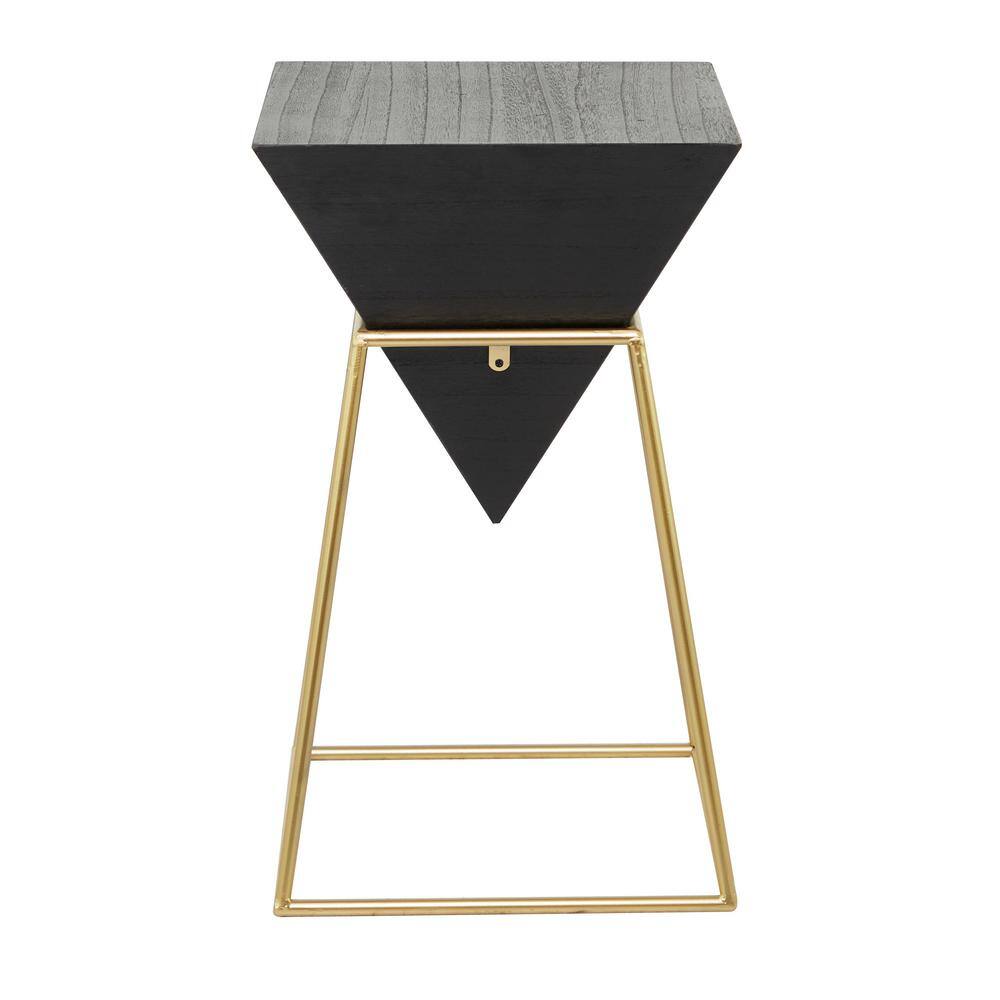 Litton Lane 14 in. Black Inverted Pyramid Geometric Large Triangle Wood ...