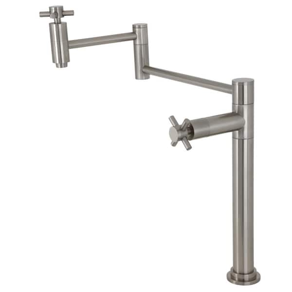 Kingston Brass Concord Deck Mount Pot Filler Faucet in Brushed Nickel ...