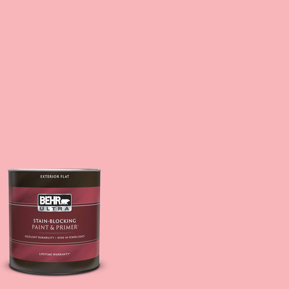 BEHR ULTRA 1 qt. #130A-3 Ballerina Pink Flat Exterior Paint & Primer ...