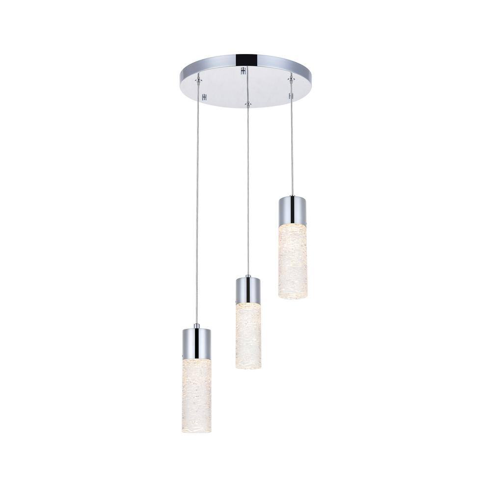 11.8 in. Simply Living 3-Light Chrome Integrated LED Pendant Light ...